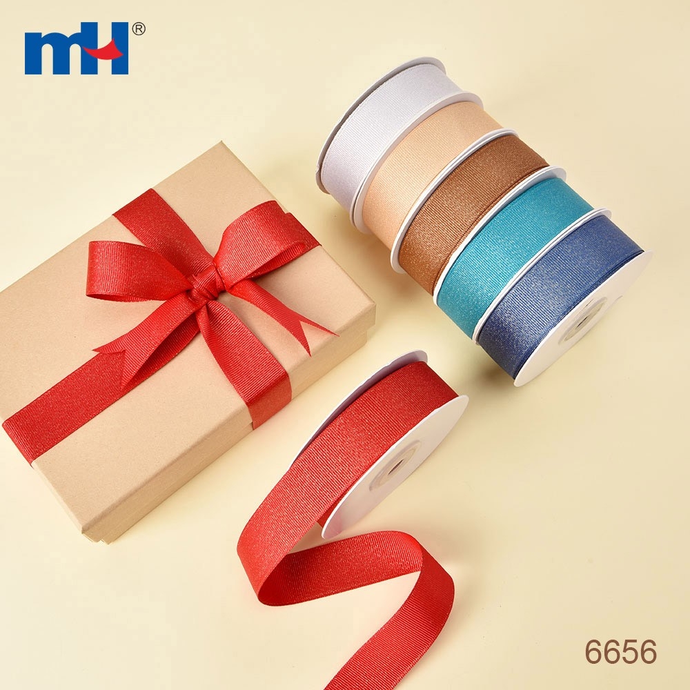 Gold Glitter Double Faced Grosgrain Ribbon Wholesale from China